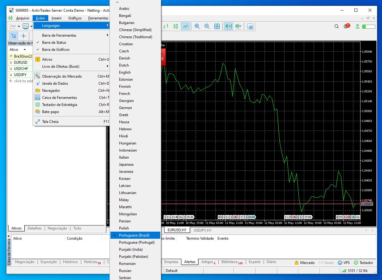 MetaTrader - Como alterar o idioma - Suporte ActivTrades Global